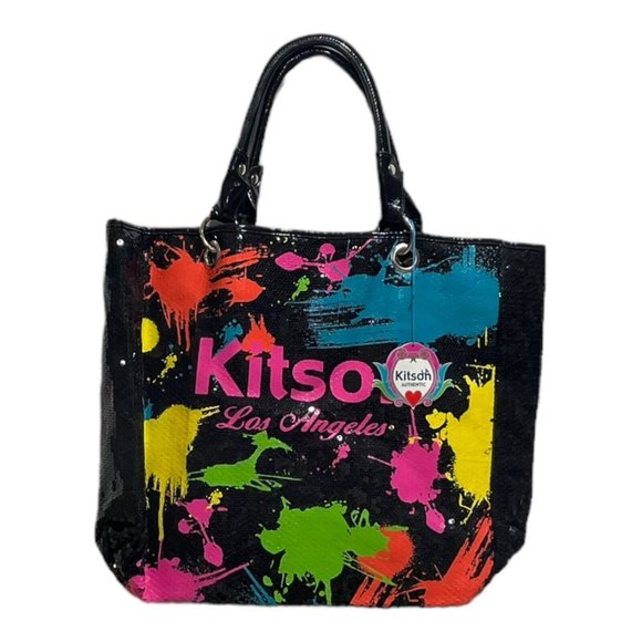 kitson | Bags | Kitson Los Angeles Sequin Paint Splash Tote Bag Large ...